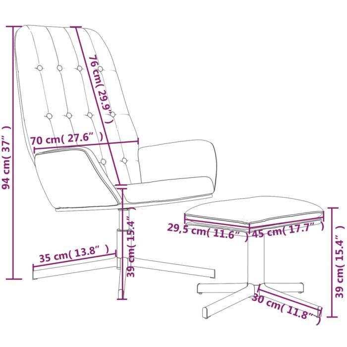 LES Chaise de relaxation avec repose-pied Brun brillant Similicuir ...