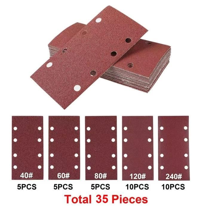 Lot De 35 Feuilles De Papier Abrasif Abrasives, 93 X 190 Mm 5 Grains 5 ...