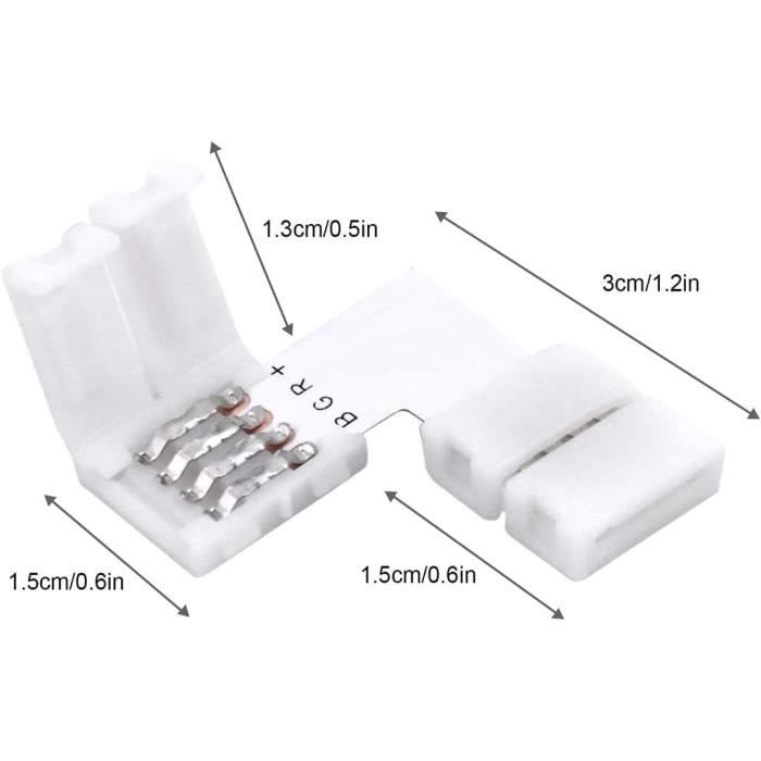 Lot De 8 Connecteurs Led En Forme De T Et L 10Mm Et 20 Clip Connection ...