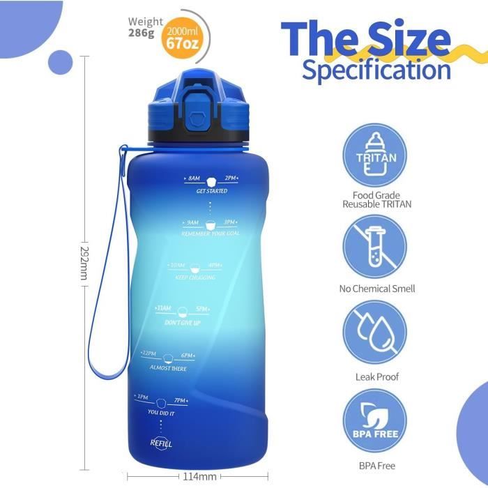 Gourde Enfant, 500Ml-700Ml-1L-1,5L-2L, Sport Gourde, Bouteille D'Eau Reutilisable Étanches Sans ...