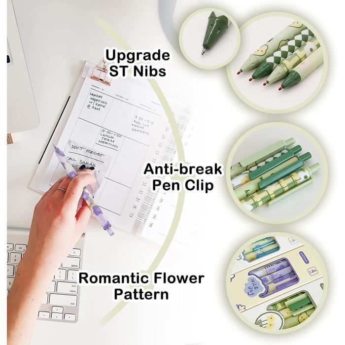 12 Stylo Gel Kawaii , Stylos Kawaii Cartoon, 0.5mm Mignon Stylo-Bille ...