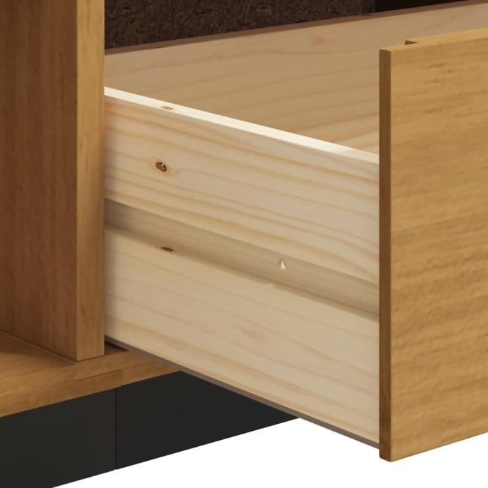 Meuble TV avec porte vitrée FLAM 158x40x50cm bois massif de pin ...