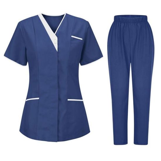 Uniforme Médical Femme Homme 2 Pièces Ensemble de Vêtements Infirmiere ...