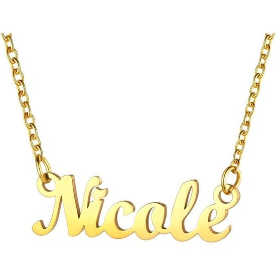 Collier Femme Prénom En Acier Inoxydable-Plaqué Or Pendentif Nom Commun ...