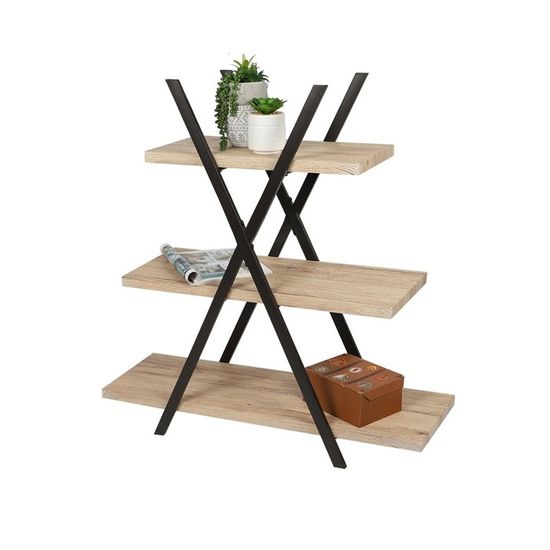 Étagère pyramide 3 niveaux DARYL – Style industriel – Chêne et noir ...