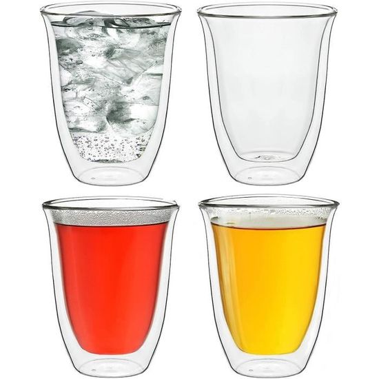 Verres À Double Paroi 250 Ml "Dg-V", Lot De 4, Grand Verre Thermo À ...