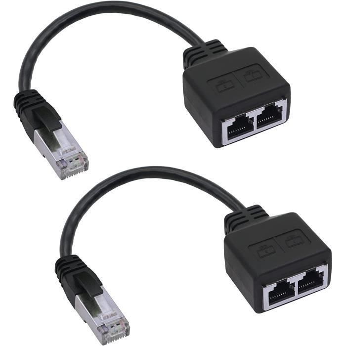 Lot de 2 cables adaptateurs RJ45 male vers femelle double adaptateur ...