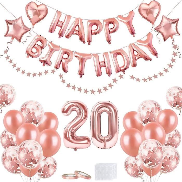 Ballons Anniversaire 20 Ans,Or Rose Ballon 20 Er, Decoration ...