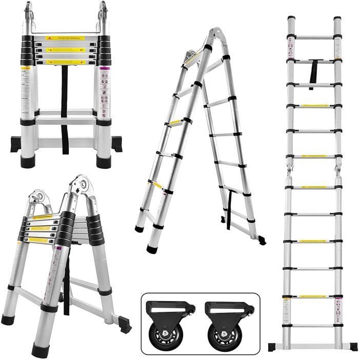 Échelle télescopique, pliable, multifonction, escabeau multifonction ...