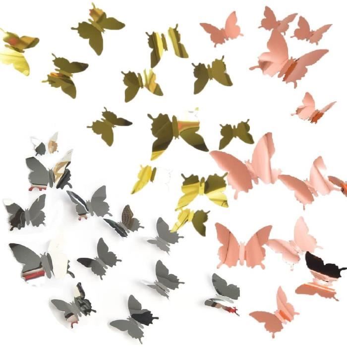 36 Pièces Papillon Stickers Muraux, Papillon Stickers Muraux Amovibles ...