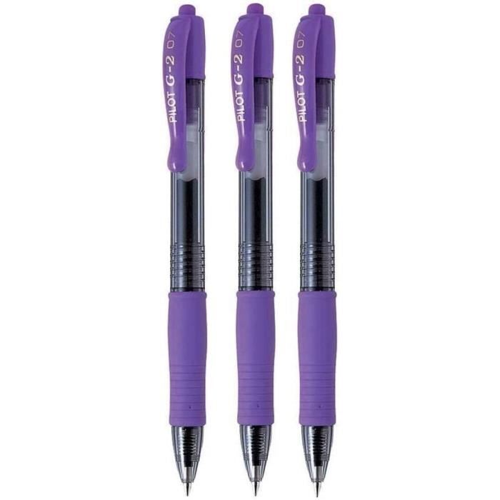 G2 07 Lot de 3 stylos à bille à encre gel rétractable, pointe fine de 0 ...