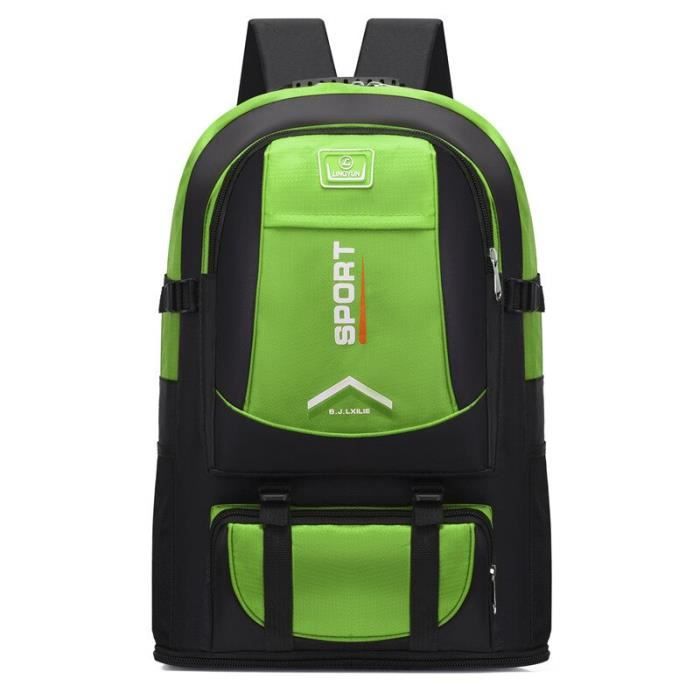 Sac à dos - Mixte - 60L - Extensible - Imperméable - 5 poches - Vert ...