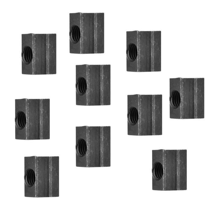 Écrou à rainure en T - DUOKON - T Slot Nuts - Acier au carbone - Finition oxyde noir - Lot de 10 ...