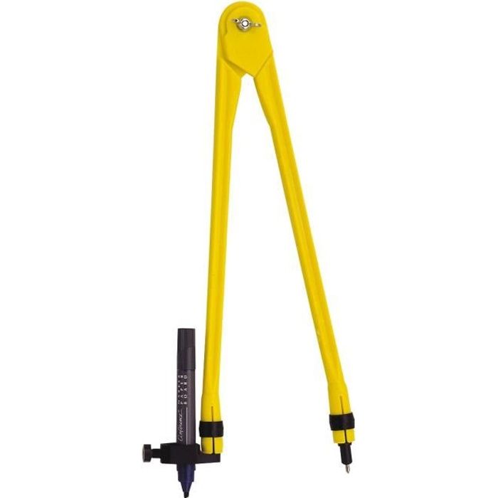 Compas plastique - JPC - 35 cm - Jaune - Adaptateur - Pointe sèche ou ...
