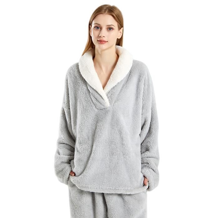 Pyjama Ensembles pour Femme Hiver Chaud Flanelle Epaissie Corail ...