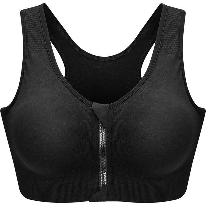 Soutien Gorge De Sport Femme Zippée Devant Push Up Bra Vest Coussinets