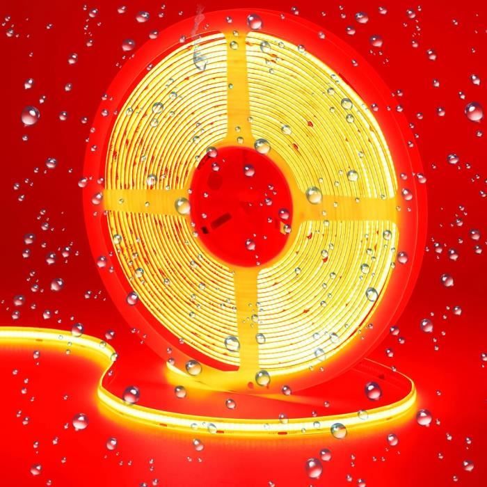 24V 10M Cob Ruban À Led Rouge Ip65 Étanche Haute Densité 384Led-M ...