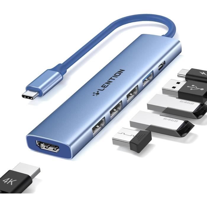 Hub USB C Multiport Adaptateur avec Charge PD 100W, 4K HDMI, 4 Ports de ...
