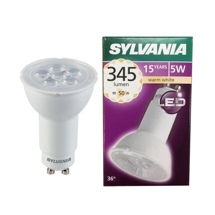 3x Sylvania Ampoule Led Gu10 5w 74mm X 50mm 0026585 à Long Cou 3000k