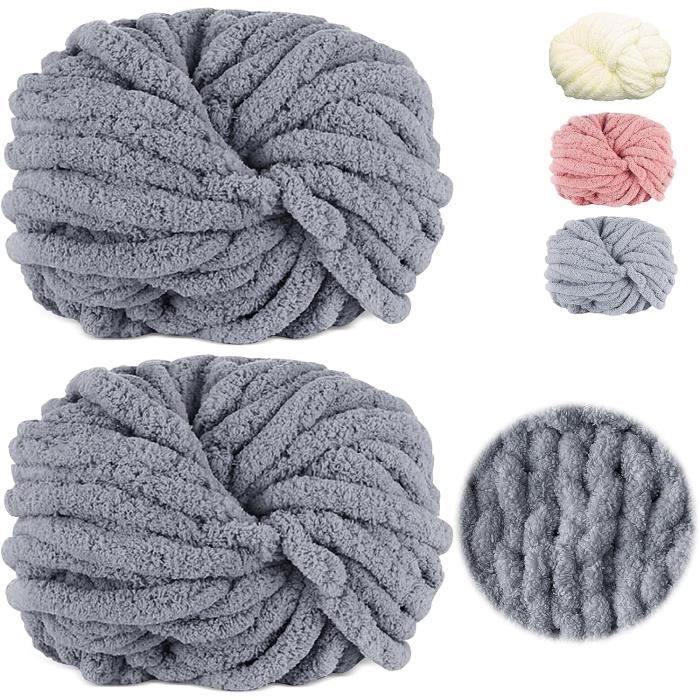 Fil Épais De Laine 500 G (250 G X 2) Environ 54 M, Laine Grise, Fil ...