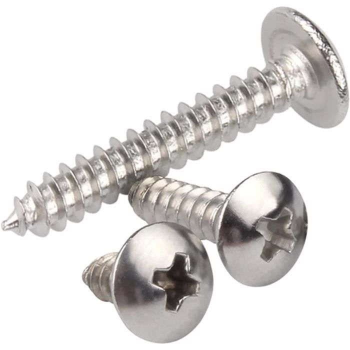 Tête Ronde Vis À Bois - 304 Acier Inoxydable Vis Cruciformes Tête De Champignon Fixations Vis ...