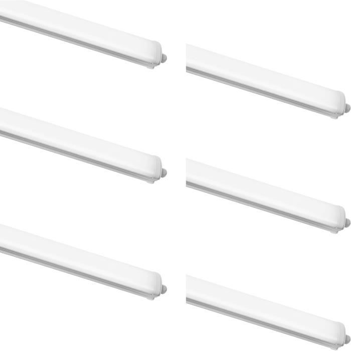 6 Paquets Tube Neon Led 115Cm, Étanche Ip65 Reglette Led 40W 4800Lm ...