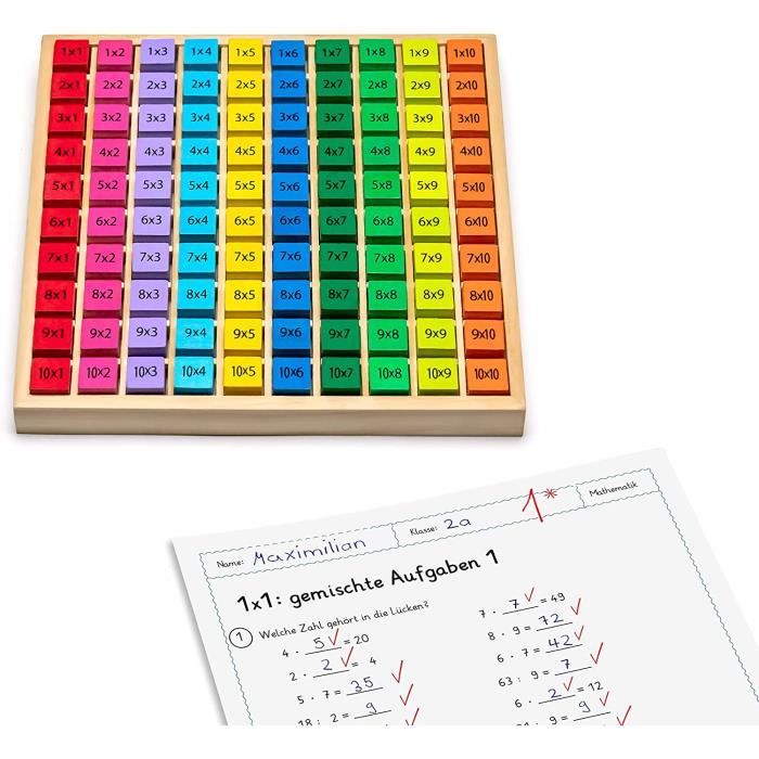 Tableau de calcul en bois - ZGEER - cubes colorés - pour les élèves du ...