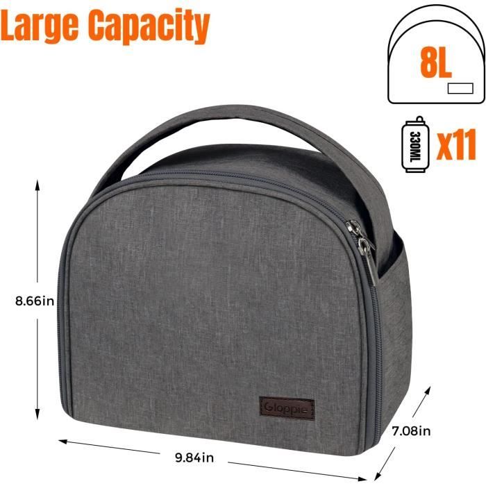 Sac Isotherme Repas 8L - Gloppie - Boite à Repas - Gris - Portable ...