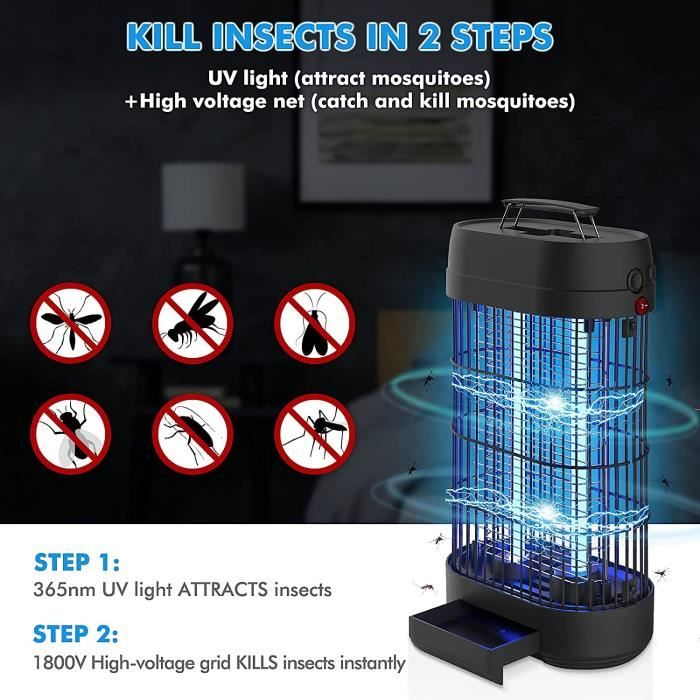 Tue Mouche Eléctrique 20W, Anti Moustique UV Lampe Piège à Mouches ...