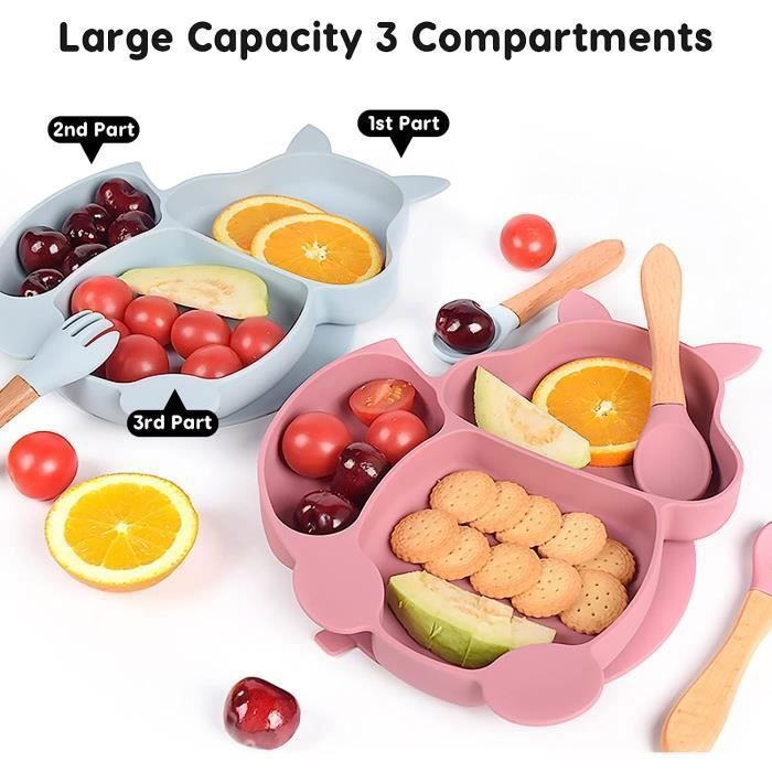 Coffret Repas Bebe,Lot de 8 Silicone Assiette Bébé Set avec Ventouse ...