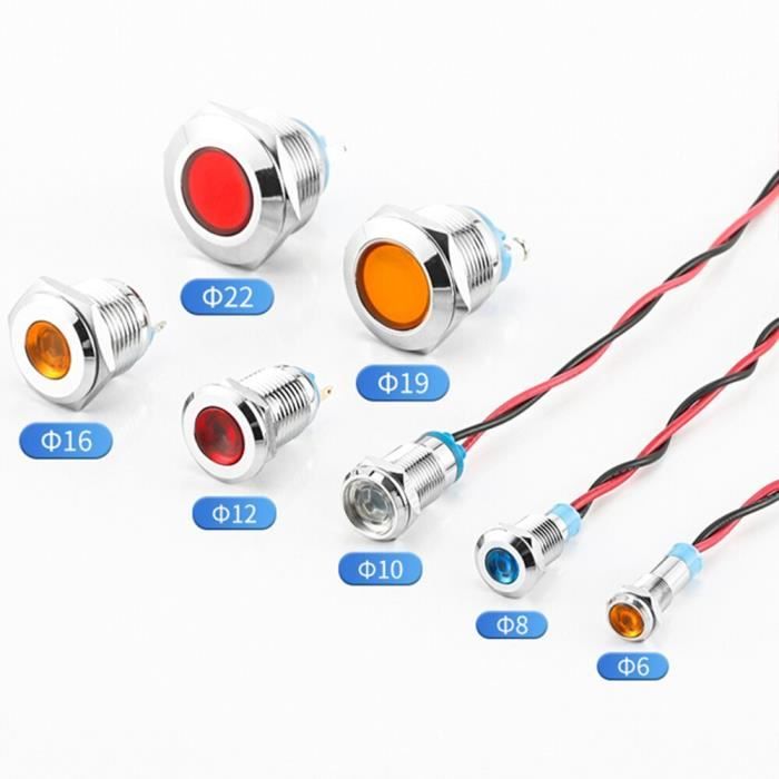 LED Vert 12-24v 16mm Indicateur Lumineux D'avertissement Led En Métal ...