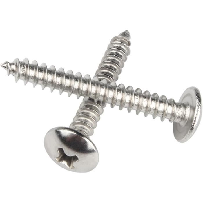 Tête Ronde Vis À Bois - 304 Acier Inoxydable Vis Cruciformes Tête De Champignon Fixations Vis ...