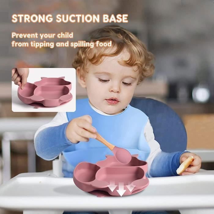 Coffret Repas Bebe,Lot de 8 Silicone Assiette Bébé Set avec Ventouse ...