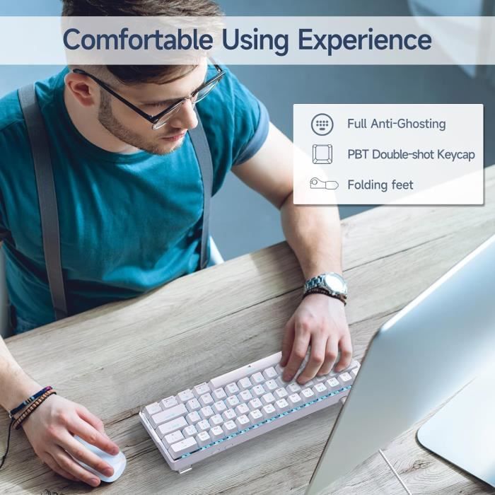 60% Mechanical Keyboard, K61Se Wired Gaming Keyboard With Blue Switches ...