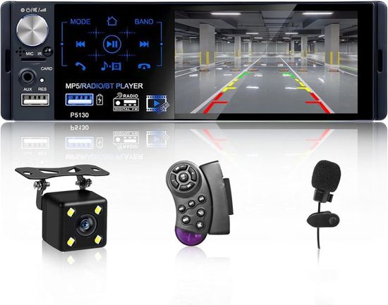 RDS Autoradio Bluetooth 1 Din Poste Radio Voiture 4.1 Pouces Écran Tactile avec FM/AM Récepteur ...