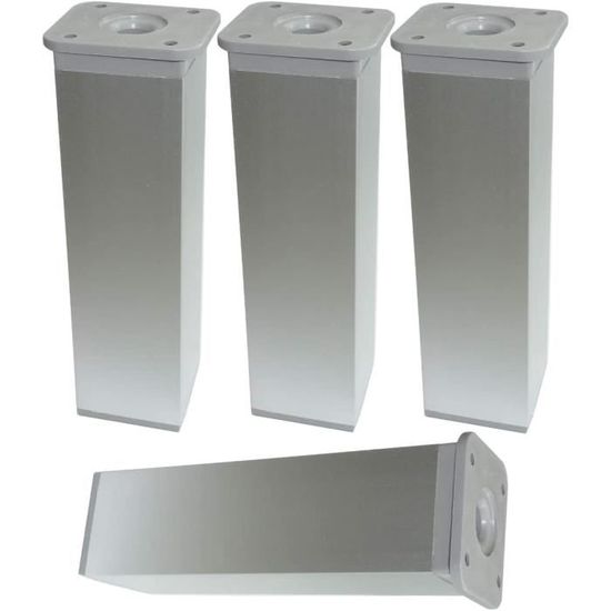 : 4x Pieds vérin de meuble réglable ajustable argent mat 40-40mm ...
