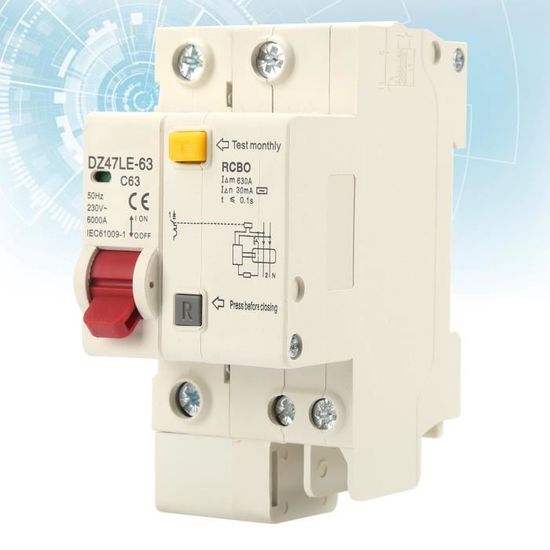 SURENHAP Disjoncteur DZ47LE-63 DZ47LE‑63 Disjoncteur Miniature 1P+N Disjoncteur de de Fuite ...