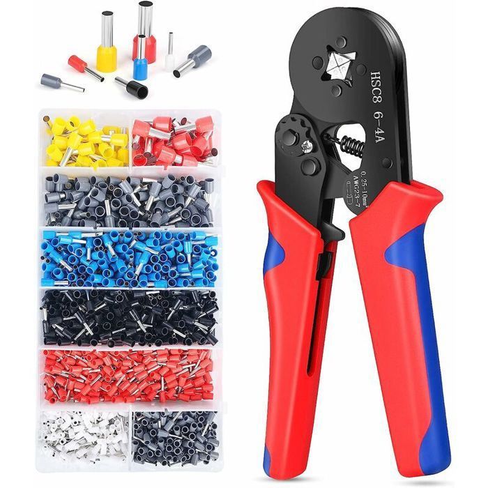 Pinces et pinces Kit d'outils de sertissage de virole avec kit de bornes de virole de fil 1250 ...