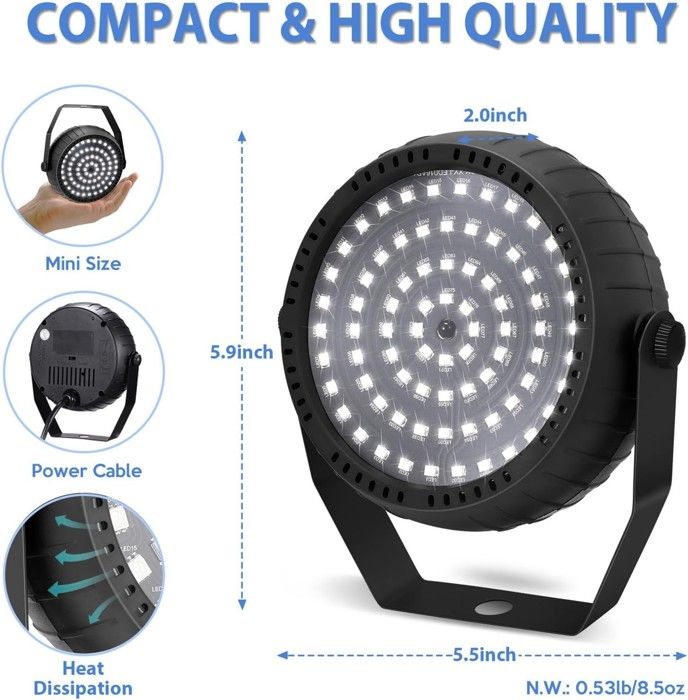 STROBOSCOPE PAR MINI STROBE 54 Leds Blanches Lumières stroboscopiques ...
