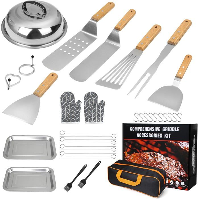 Teppanyaki Kit Barbecue Set en Acier Inoxydable, Accessoire Spatule ...