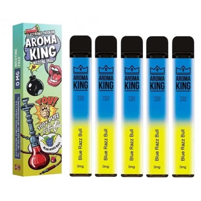 LOT DE 5 PUFFS AROMA KING BAIES DE BOIS (BLUE RAZZ BULL) EN 0MG ...