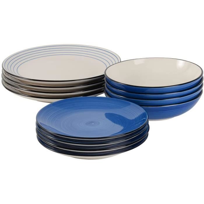 Coastal - Service de Table en Grès - 12 Pièces-4 Personnes - Grande ...