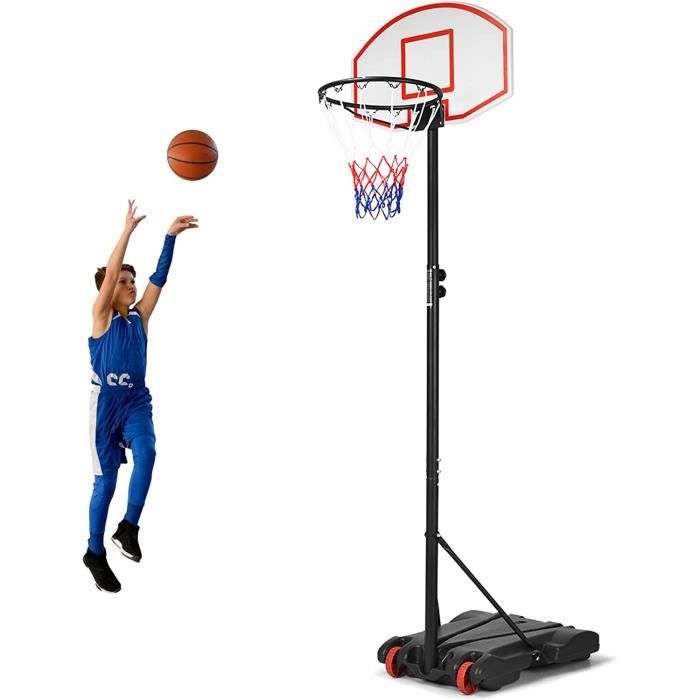 GYMAX Panier de Basket-Ball Portable 178-208 CM, Système Mobile avec ...