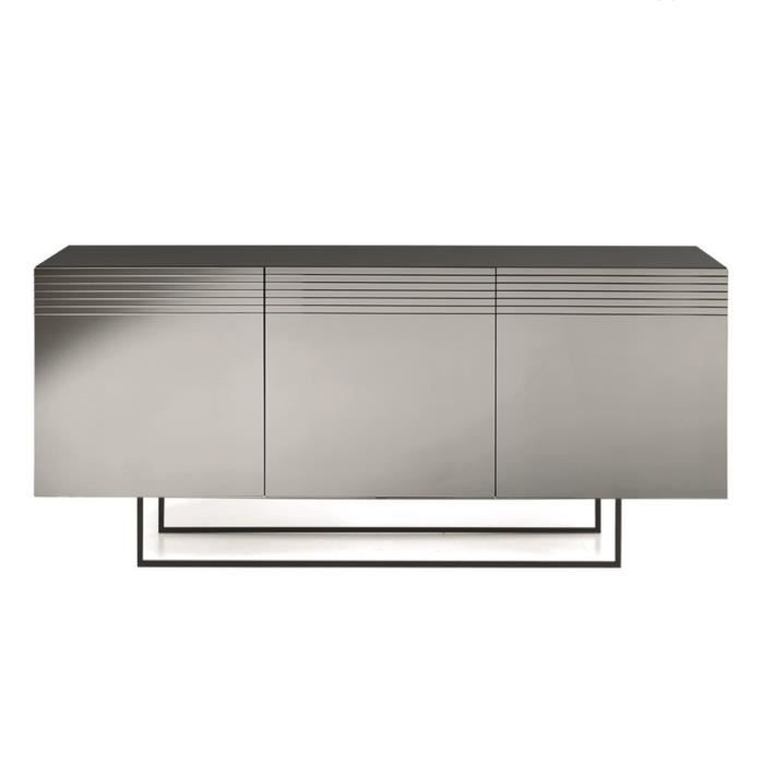 Buffet en mélaminé Anthracite 180 cm avec 3 portes en miroir fumé IRIDE ...