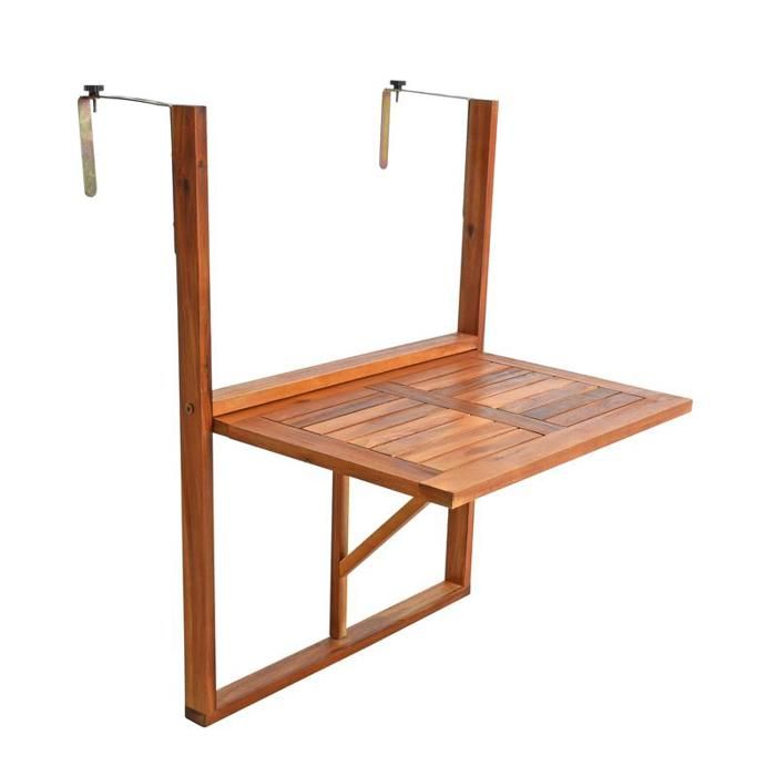 Table de balcon pliante suspendue en bois d'acacia 64 x 41 x 87 cm ...