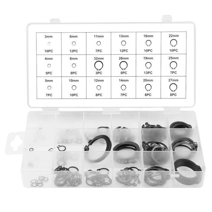 3mm-32mm Circlip Set, 150pcs Snap Retaining Ring Circlip Assortment Set ...