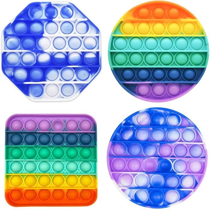 Popit Fidget Toys Pack. Pop Bubble Sensory Fidget Toys 4 en 1 Ensemble ...