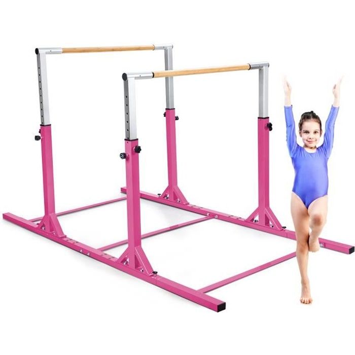 COSTWAY Double Barre de Gymnastique Hauteur Réglable 11 Niveaux 96 ...