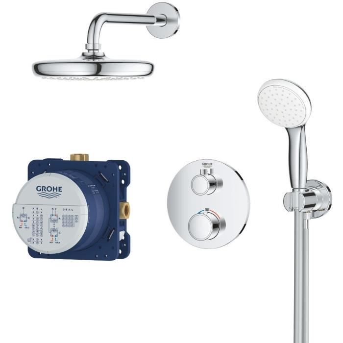 GROHE Set de douche encastré Tempesta 210 Grohtherm 34727000 - Tête 1 ...