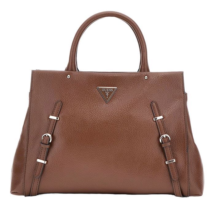 GUESS Sac à main marron pour femme Levia Tri Compartment Satchel ...
